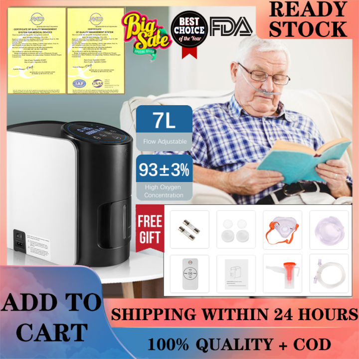 Oxygen Concentrator, 1-7L/min Adjustable Portable Oxygen Machine for Home and Travel Use[EU Plug ...