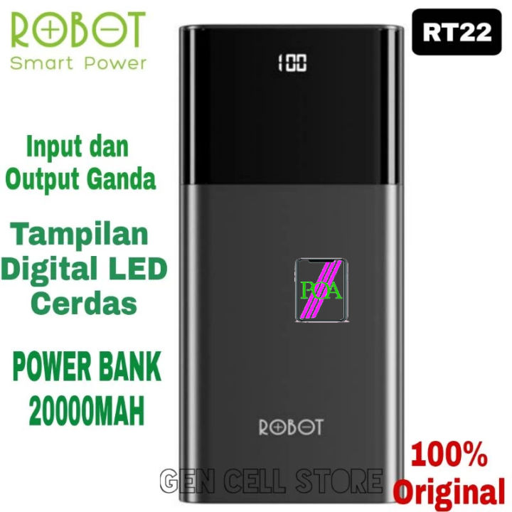 Power Bank ROBOT RT22 20000mAh Dual Input Micro Dan Type-C Dual Output ...