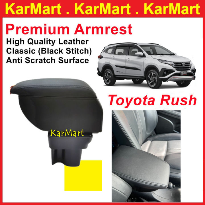 Toyota Rush PVC Adjustable Arm Rest Armrest Console Black Leather USB ...