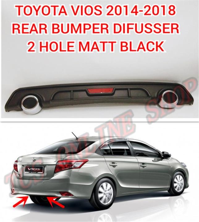 Toyota VIOS 2014-2018 Dual Exhaust Matt Black Rear Bumper Diffuser(2 ...