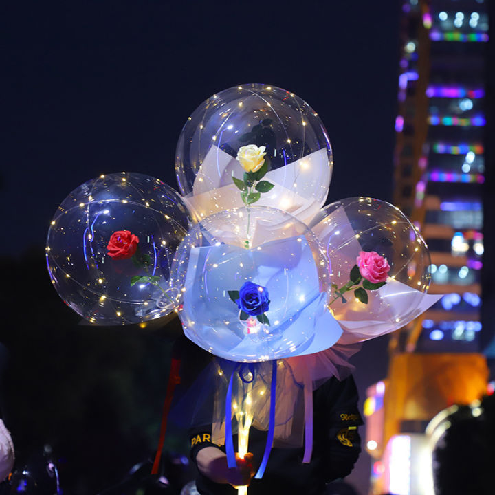 High Quality LED Rose Bouquet Luminous Balloon Transparent Ball Rose ...