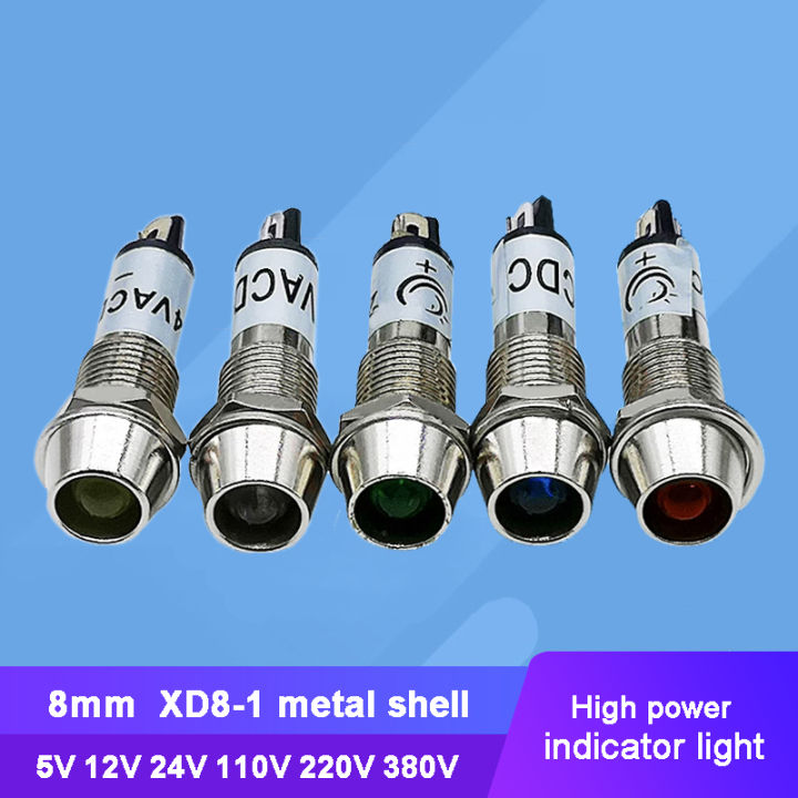 2pcs XD8-1 5V 12V 24V 110V 220V 380V 8mm Metal Indicator light Signal ...