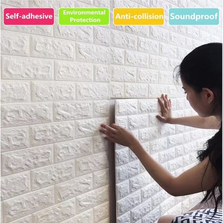 Wallpaper Brick 70x77cm 3D Wall Sticker Foam Self Adhesive super dikit ...