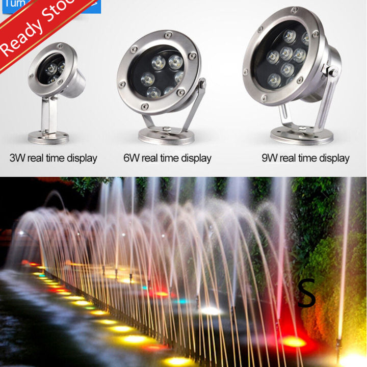 【Ready Stock】3W/6W/9W/24W Stainless steel Led Underwater Light AC 12V/24V RGB Outdoor IP68 ...