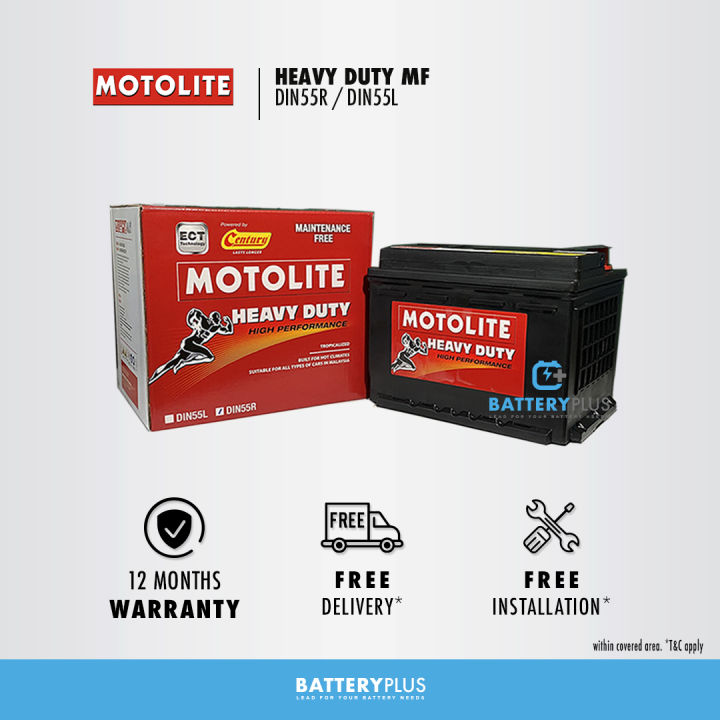 DIN55R | DIN55L | DIN55 Century Motolite Heavy Duty MF Car Battery ...