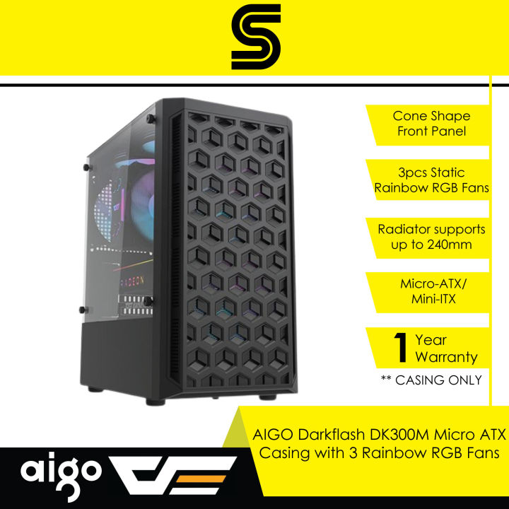 AIGO Darkflash DK300M Micro ATX Casing with 3 Rainbow RGB Fans | Lazada