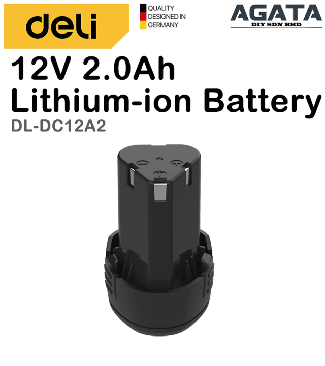 DELI Li-Ion Battery 12V 2.0Ah DL-DC12A2 Rechargeable Lithium Ion ...