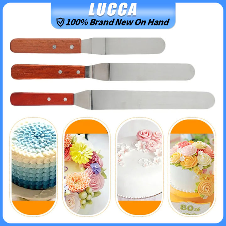 6/8/10 inch Scrapper for Cake Long Wooden handle Stainless Steel ...