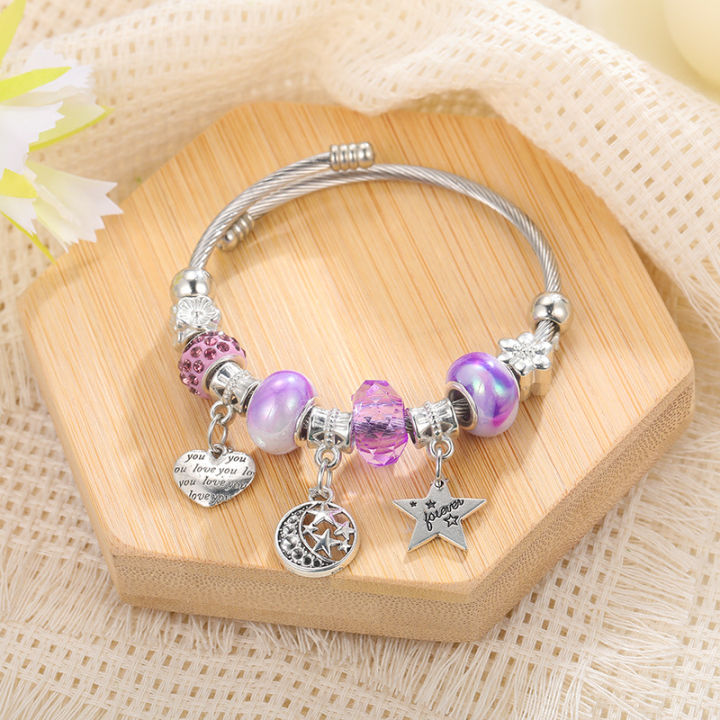 Gelang Titanium Wanita Anti Karat Gelang Tangan Model Manik Manik ...