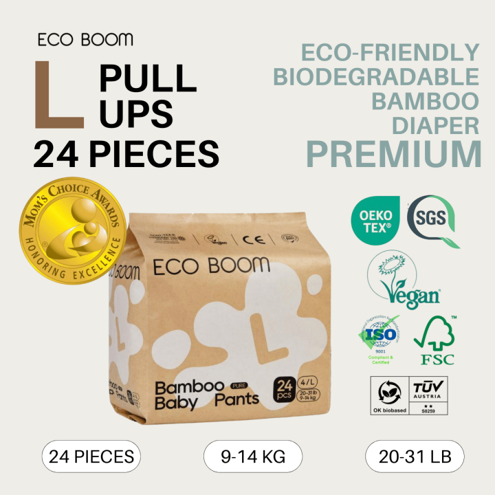 ECO BOOM LARGE Pull Ups Biodegradable Bamboo Diapers 24 pcs | Lazada PH
