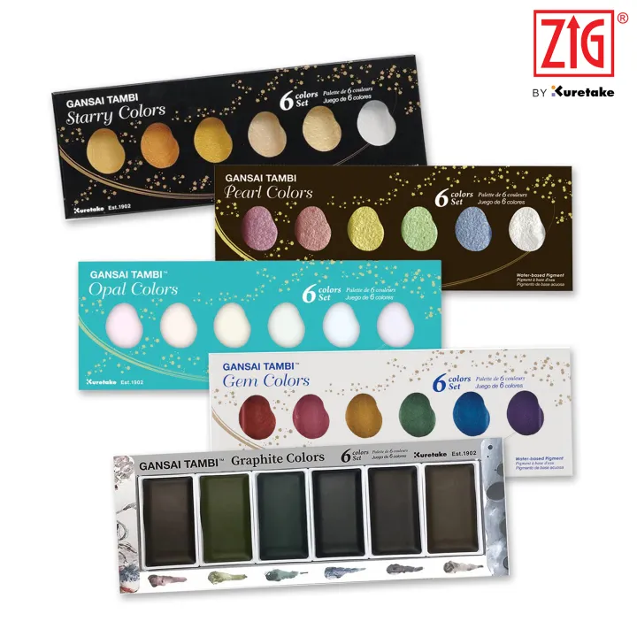 ZIG Kuretake Gansai Tambi Watercolor Special Sets - Starry, Pearl, Gem ...