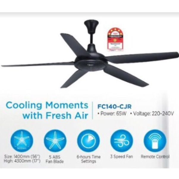 MIDEA Ceiling Fan 5 Blade Remote Control 56” (MFC140CJR) | Lazada