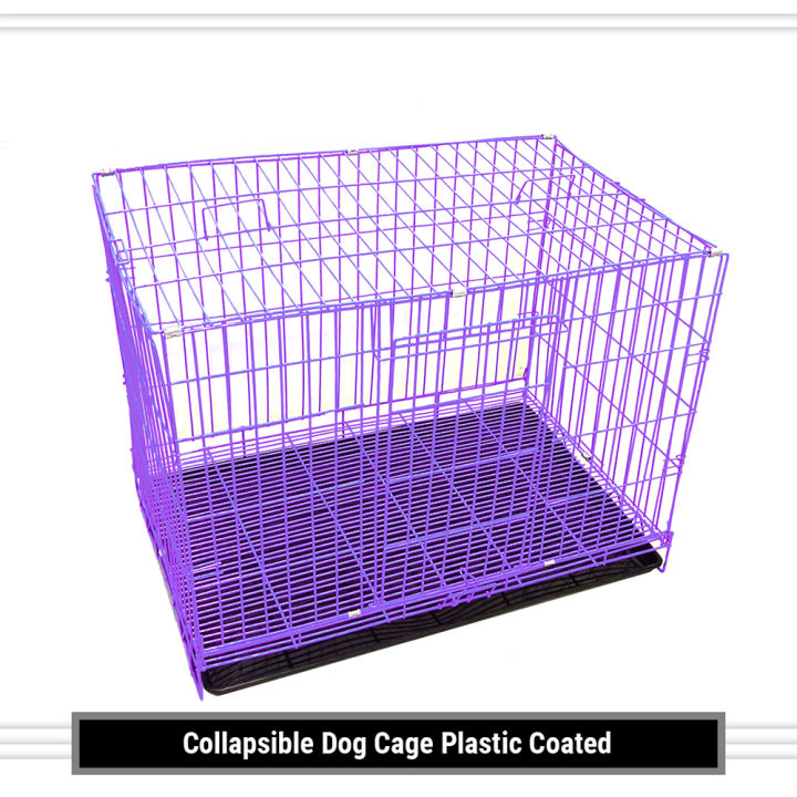 CHLOEBEAR-Collapsible Purple Dog Cage Plastic Coated Single Door Metal ...