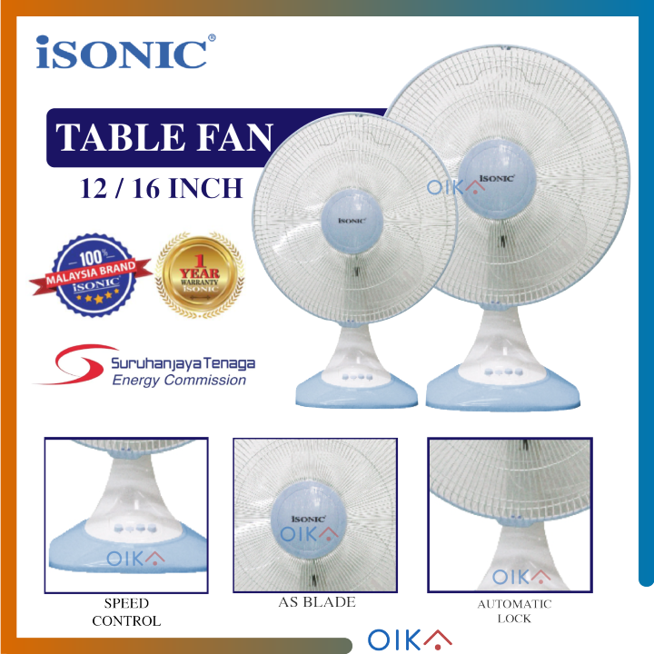 [SIRIM] iSONIC 12" / 16" 3 Speed TABLE FAN /3 Blade Table Fan/Kipas Meja (ITF12/16) 1 YEAR ...