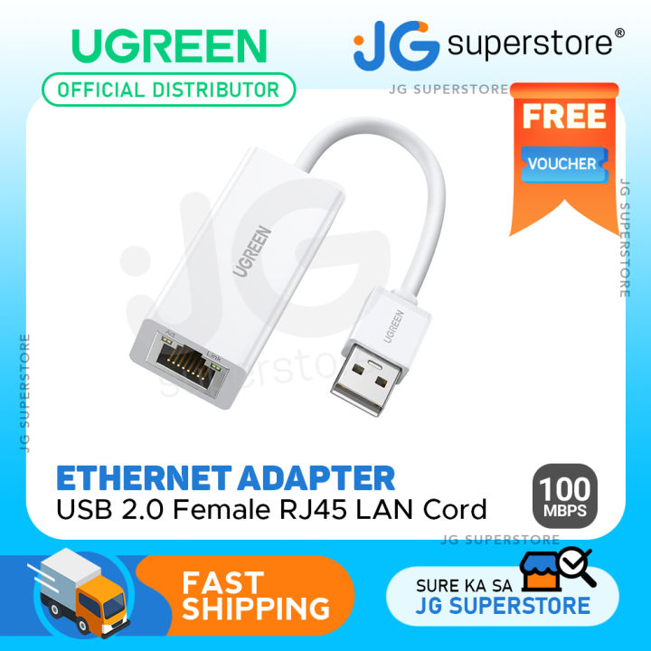 UGREEN USB 2.0 to Ethernet Network Adapter RJ45 Female LAN 100Mbps ...