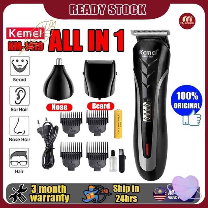 100%HOT ORIGINAL KM-1419 KEMEI Men Rechargeable 3 in 1 Hair Trimmer ...