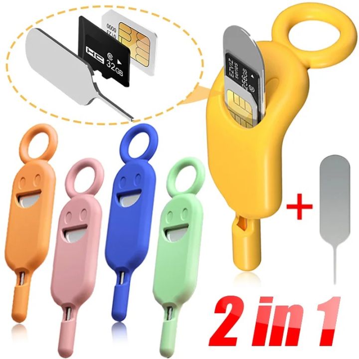 2 IN 1 Anti Lost Sim Card Eject Pin with Storage Case Universal Phone ...
