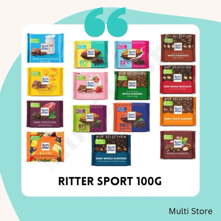 Ritter Sports Chocolate Bar - ริทเทอร์สปอร์ทช็อคโกแลตบาร์ (ขนาด 100 ...