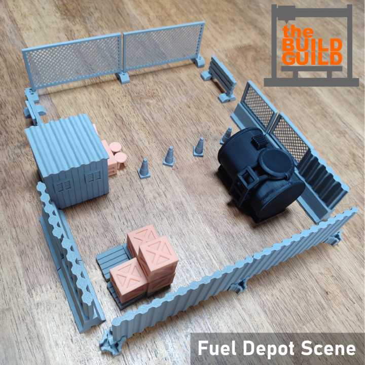 โมเดลจำลอง สถานที่จ่ายน้ำมันเชื้อเพลิงFuel Depot Scene (29 pieces ...