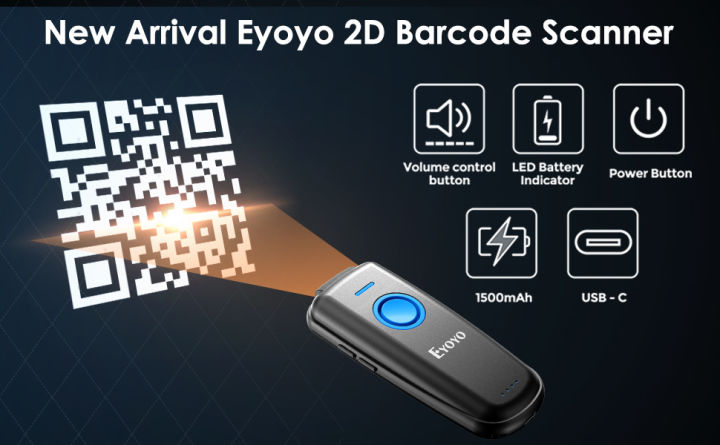 [🚚Fast delivery🚛]Eyoyo 2.4G Cordless 1D 2D Barcode Scanner Via Bluetoth ...
