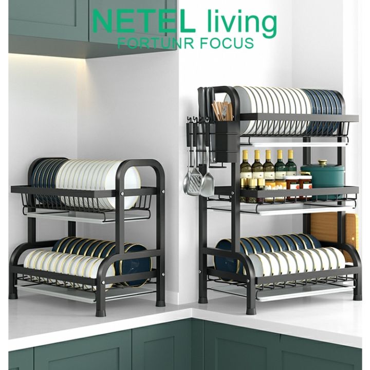 NETEL kitchen organizer 23-Tier Dish Drainer Drying Rack Kitchen ...