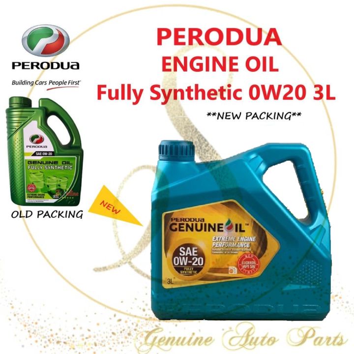 100% ORIGINAL ) NEW PACKING PERODUA ENGINE OIL FULLY SYNTHETIC 0W20 3L ...