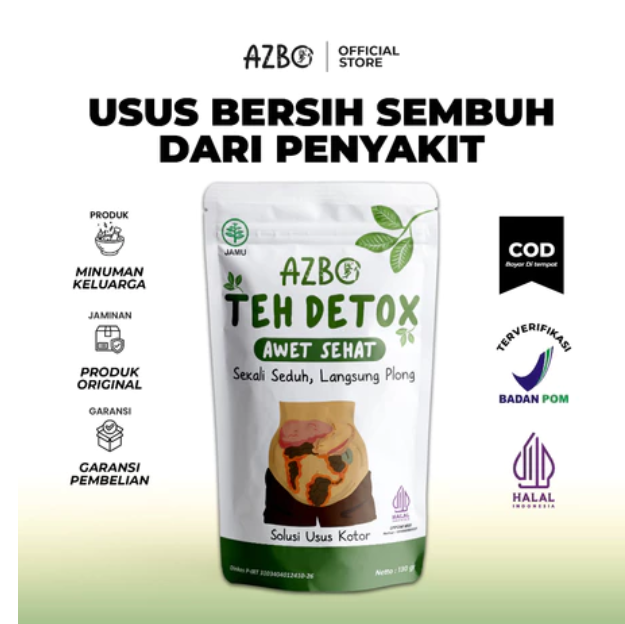 [ORIGINAL] AZBO TEH DETOX Usus Bersih Sembuh dari Penyakit- 1 Pouch isi ...