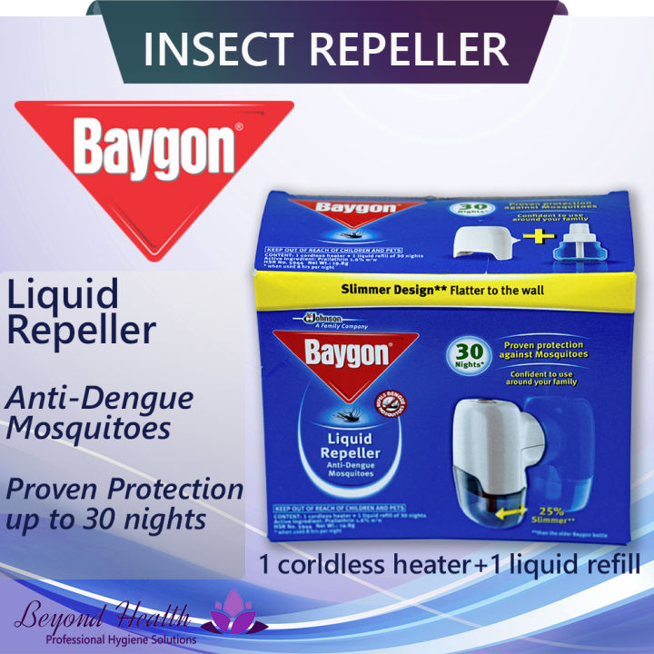 Baygon Liquid Repeller Anti-Dengue Mosquitoes [1xcordless heater + 1x ...
