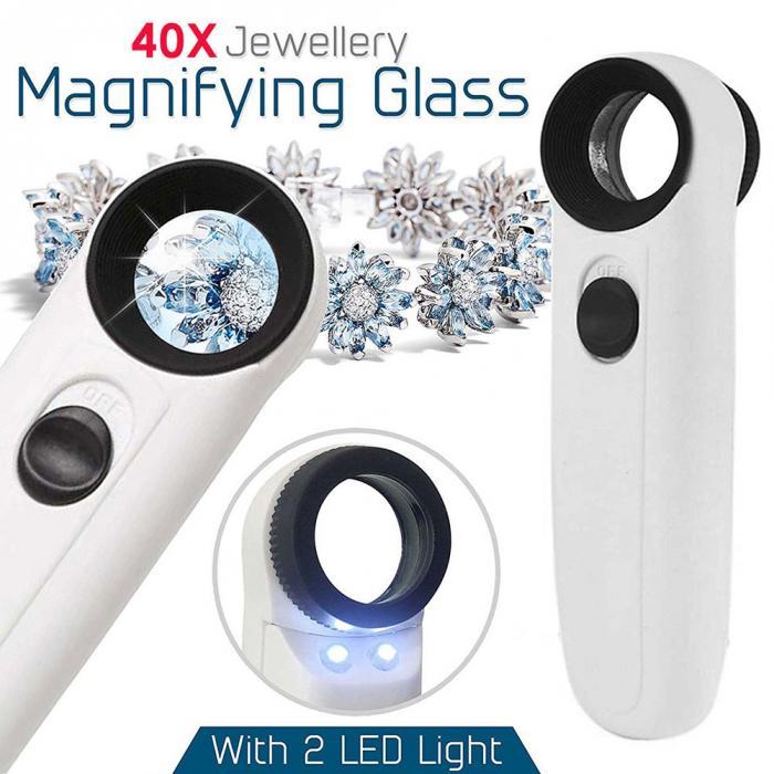 1 Pcs Magnifier 40x Magnifying Glass Handheld Jewelry Loupe Loop with 2 ...