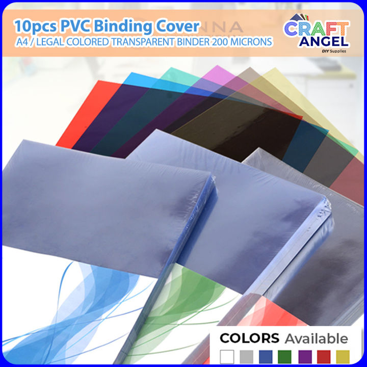 10pcs PVC Binding Cover 200 Microns A4 / Legal Colored Transparent ...