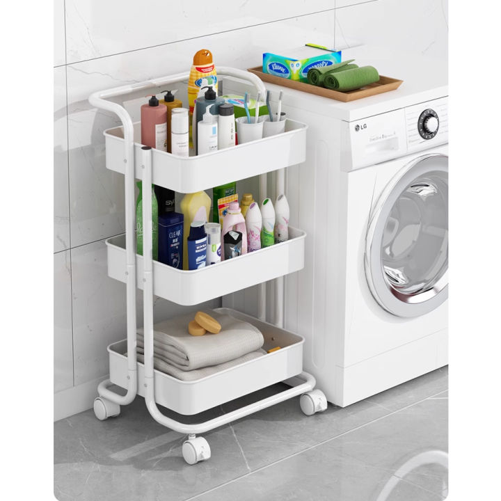 Movable Trolley Rack / Storage Utility Cart Multipurpose Push Cart Tray ...