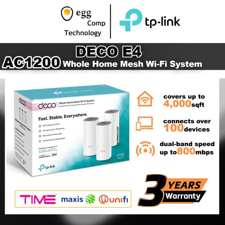 Tp-Link DECO E4 AC1200 Whole Home Mesh WiFi System (DECO E4 3-Pack / 2 ... Tp-Link DECO E4 AC1200 Whole Home Mesh WiFi System (DECO E4 3-Pack / 2 ...