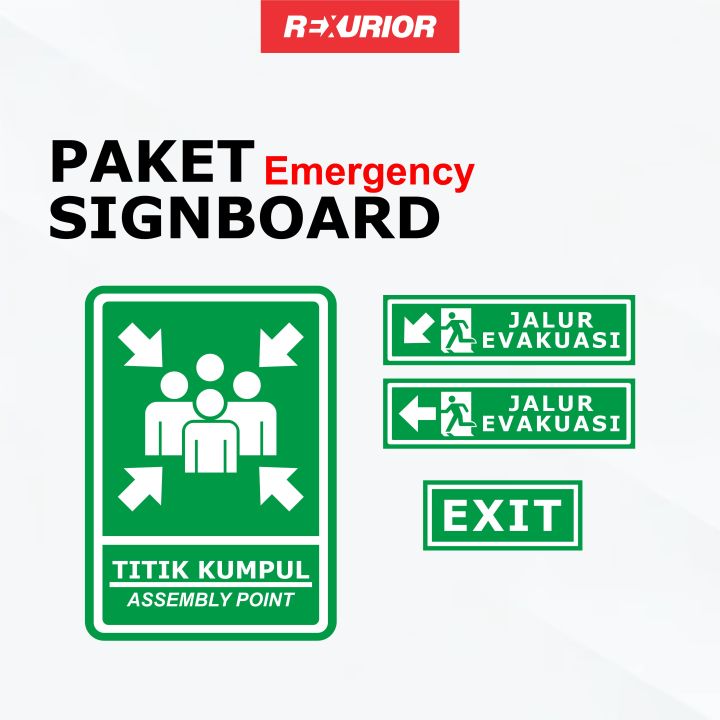 PAKET signboard Titik kumpul, Jalur evakuasi, Exit akrilik I Rexurior ...