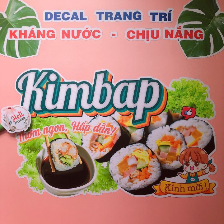 Decal Trang Trí KIMBAP Loại 1 Hình Dán Quán Ăn Vặt, Trà Sữa, Cà Phê ...