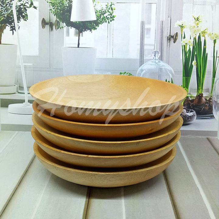 Piring Kayu Makan Diameter 20 cm Food Grade Mahoni / Wooden Plate ...