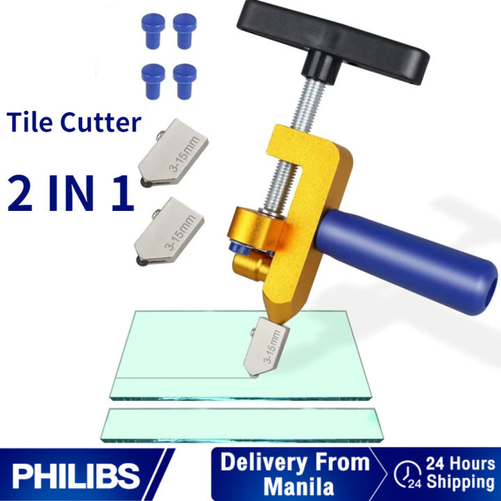 Philibs 2 In 1 Glass Ceramic Tile Cutter With Knife Wheel Diamond