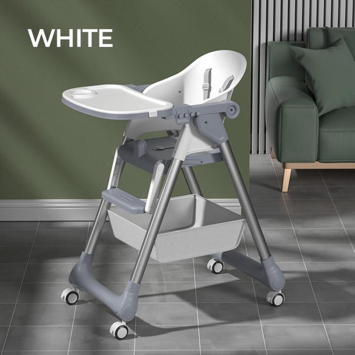 BYJ Modern Style Foldable Multifunctional High Chair with Wheels Dining ...