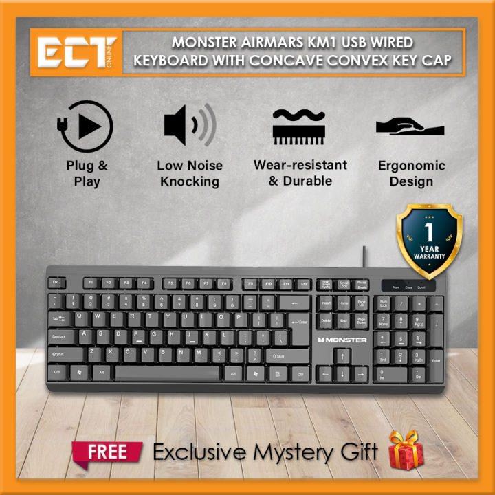 Monster Airmars KM1 USB Wired Keyboard with Concave Convex Key Cap ...