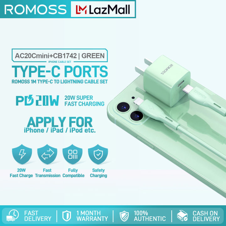Romoss AC20C Mini Fast Charging Kit PD20W PD3.0 QC 3.0 Adapter ...