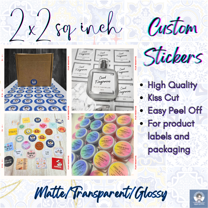 2x2 inch Custom Vinyl Stickers Kiss Cut for labels (Plastics, Bottles ...