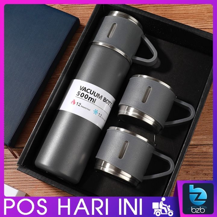 FOOD GRADE 💥 500ml Stainless Steel Thermal Flask With Cup Gift Box Set Thermos Water Bottle ...