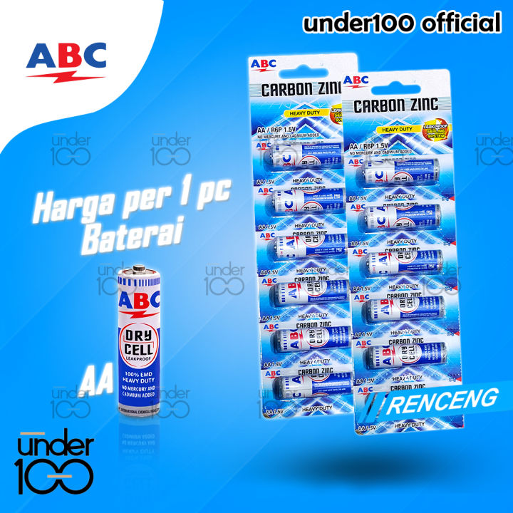 Baterai ABC AA 1.5V Renceng R6 Biru harga per 1 pc Baterai Carbon Zinc ...
