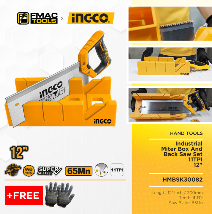 INGCO SUPER SELECT Industrial Miter Box And Back Saw Set 12"11TPI ...