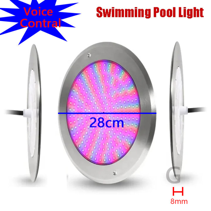 【Buy 5 RGB Free 1 Controller】28cm Ultra Thin Swimming Pool Lamp Stainless Steel Swimming Pool ...