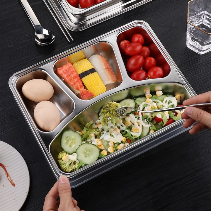 🔥Ready Stock🔥 304 Stainless Steel Divided Serving Food Tray [3/4/5 Grid ...