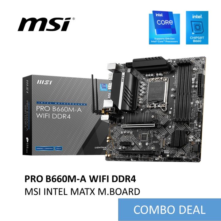MSI PRO B660M-A WIFI DDR4 LGA1700 M.ATX MOTHERBOARD COMBO 12400/12400F ...