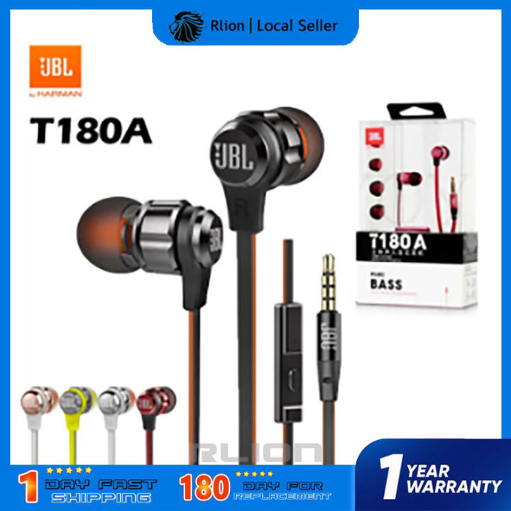 Rlion/Original JBL T180A 3.5mm In-Ear Earphone Running Sports Game ...
