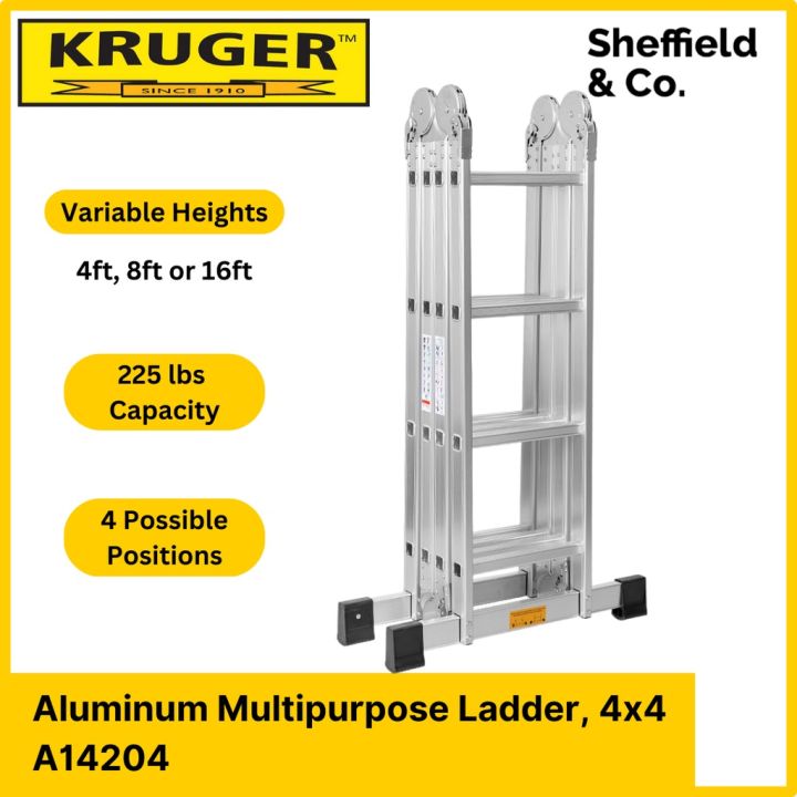 Kruger Aluminum Multi-Purpose Ladder, A14204 (4-8-16 ft) | Lazada PH