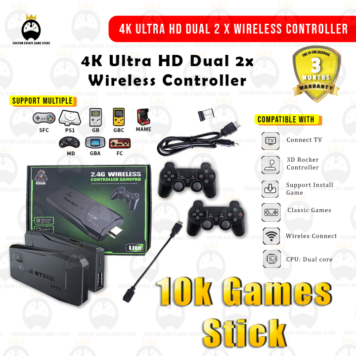 𝟏𝟎𝟎𝟎𝟎 𝐆𝐀𝐌𝐄𝐒 2.4G 4K Ultra HD Dual 2 x Wireless Controller Portable ...
