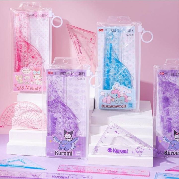 2024 Sanrio Anime Kawaii Mymelody Kuromi Cinnamoroll Ruler Set Cute ...
